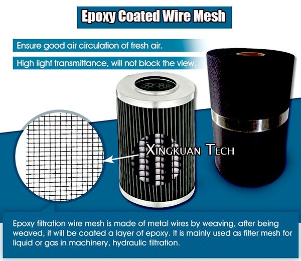 Oil Resistant Epoxy Coated Steel Mesh Hydraulic Filter Support Mesh